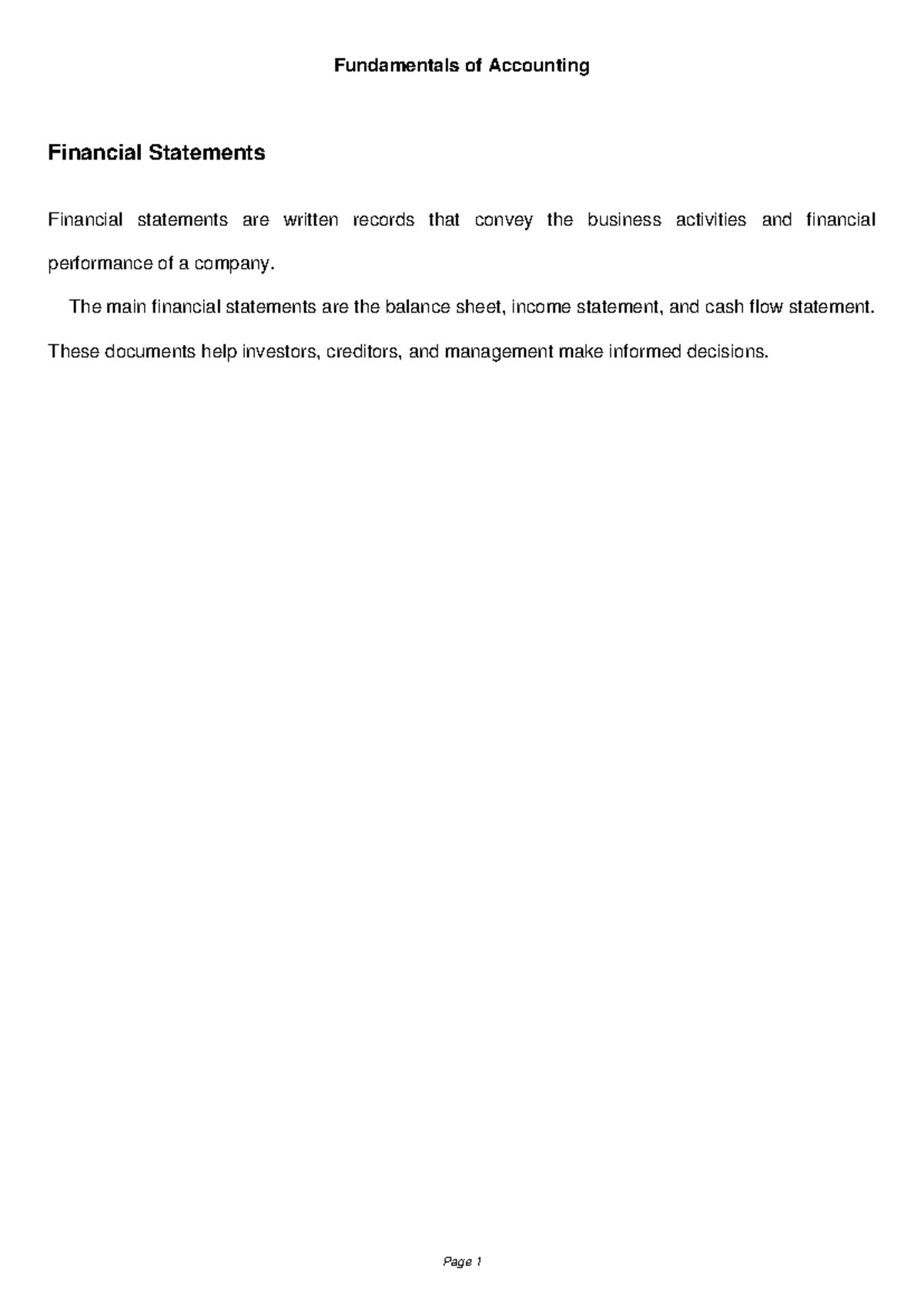 Fundamentals of Accounting: Financial Statements Overview (ACC 5) - Studocu