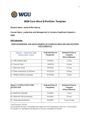 Nursing Interview Interview Self Assessment D030 - Self-Assessment ...