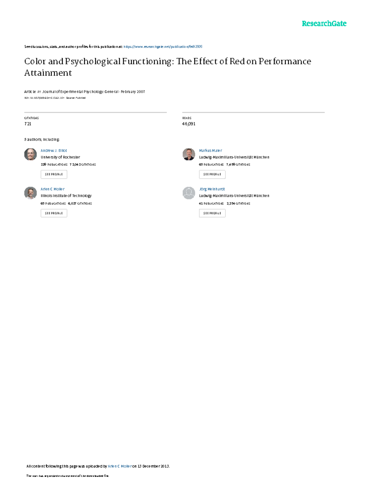 Color and Psychological Functioning: The Impact of Red on Performance ...