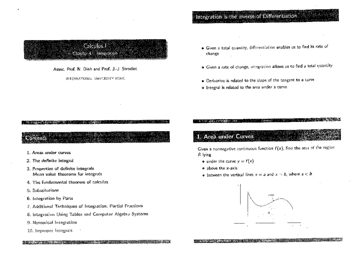 Slides Cal 1 Chap 4 (thầy Định) - Integration is the inverse of ...
