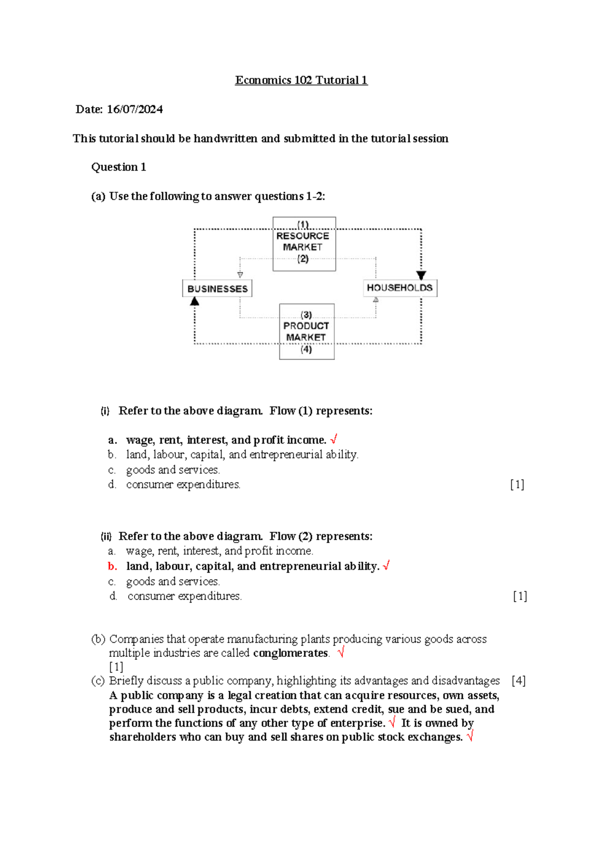 Economics 102 Tutorial 1 MEMO - Key Concepts and Questions Explained ...