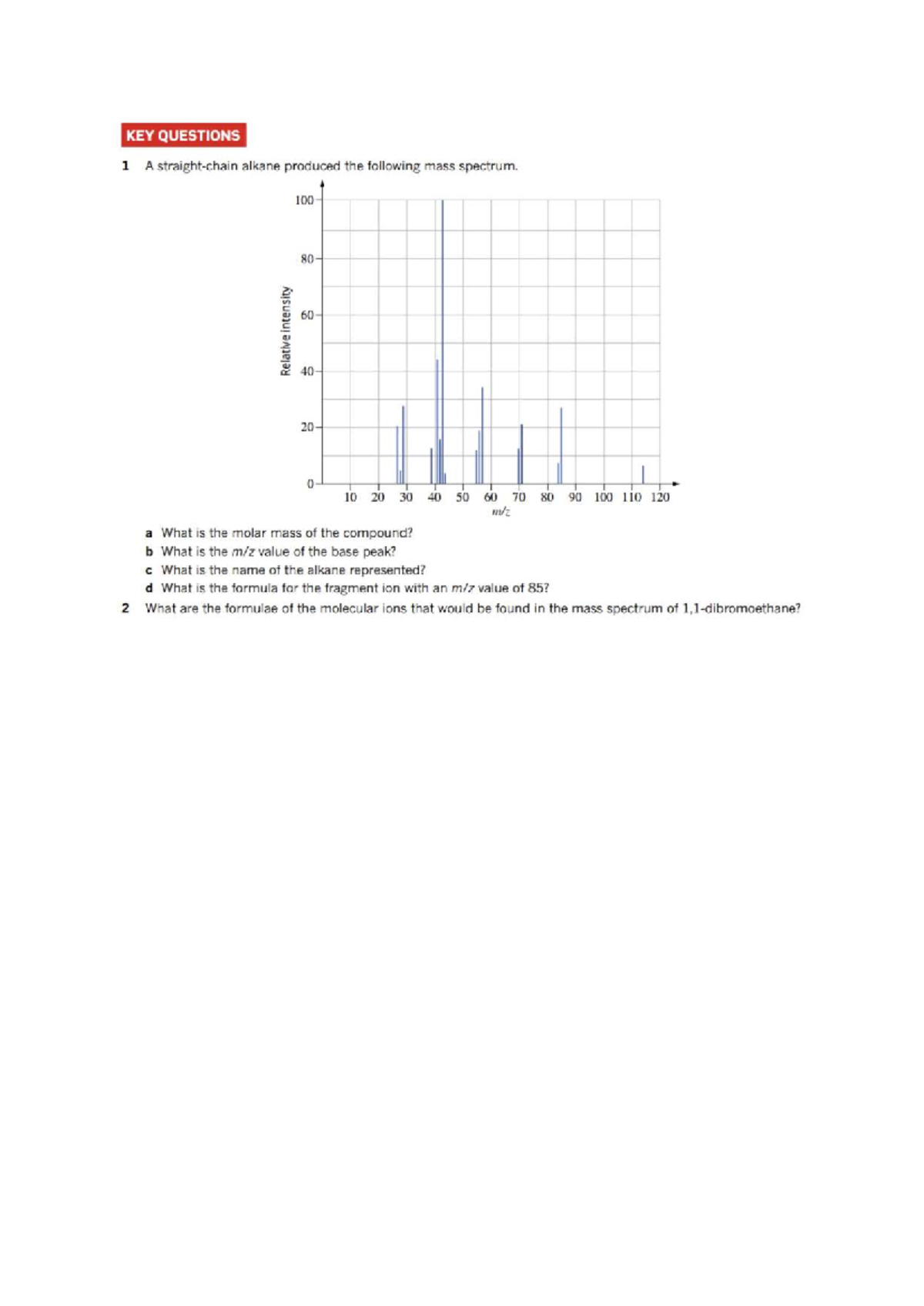 Chemistry Practice: Mass Spec Questions (2.b) - Studocu