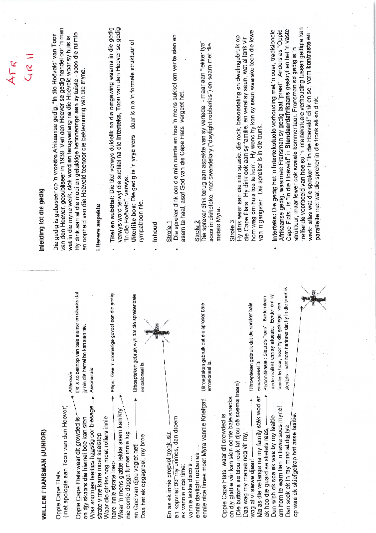 AFR-11-A - Analise van die gedig "Oppie Cape Flats" van Willem Fransman ...
