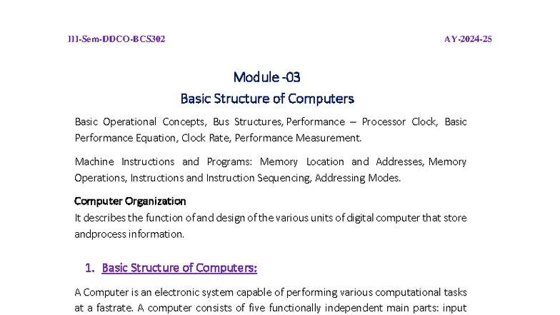 Module 3: Basic Computer Structure & Operational Concepts - DDCO.AI&ML ...