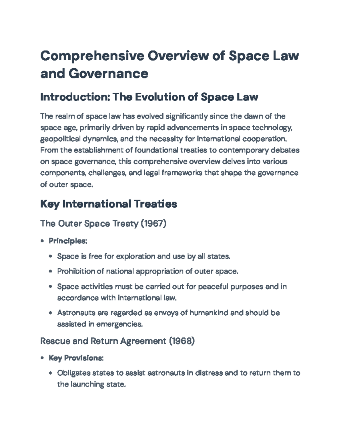 Comprehensive Overview of Space Law and Governance (SP-LAW 101) - Studocu