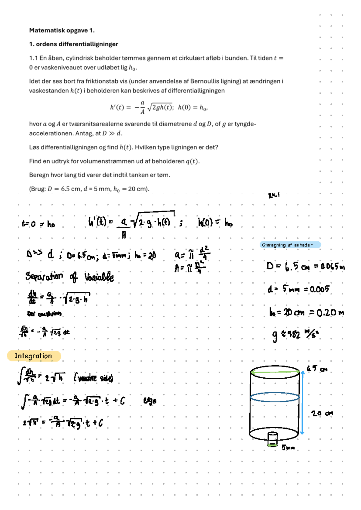 Matematiske opgaver 1 - Matenatisk opgave 1 (Alexanders opgave ...