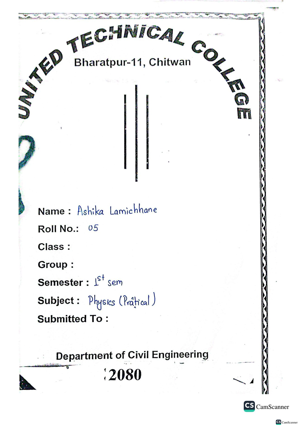 Physics Practical Notes - 1st Sem - United Technical College - Studocu