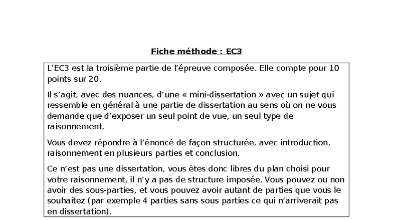 Fiche Méthode EC3 : Guide Structuré pour la Rédaction en SES - Studocu