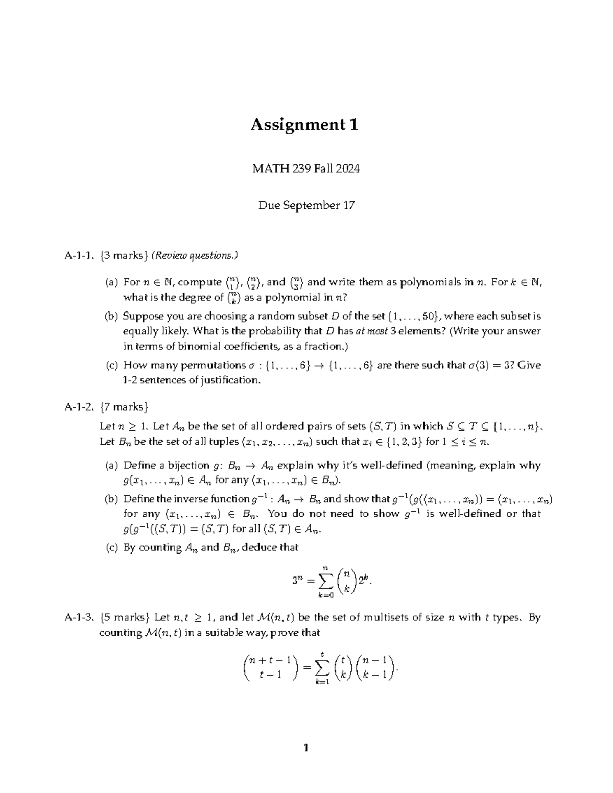 MATH 239 - Assignment 1: Review Questions and Polynomial Concepts - Studocu
