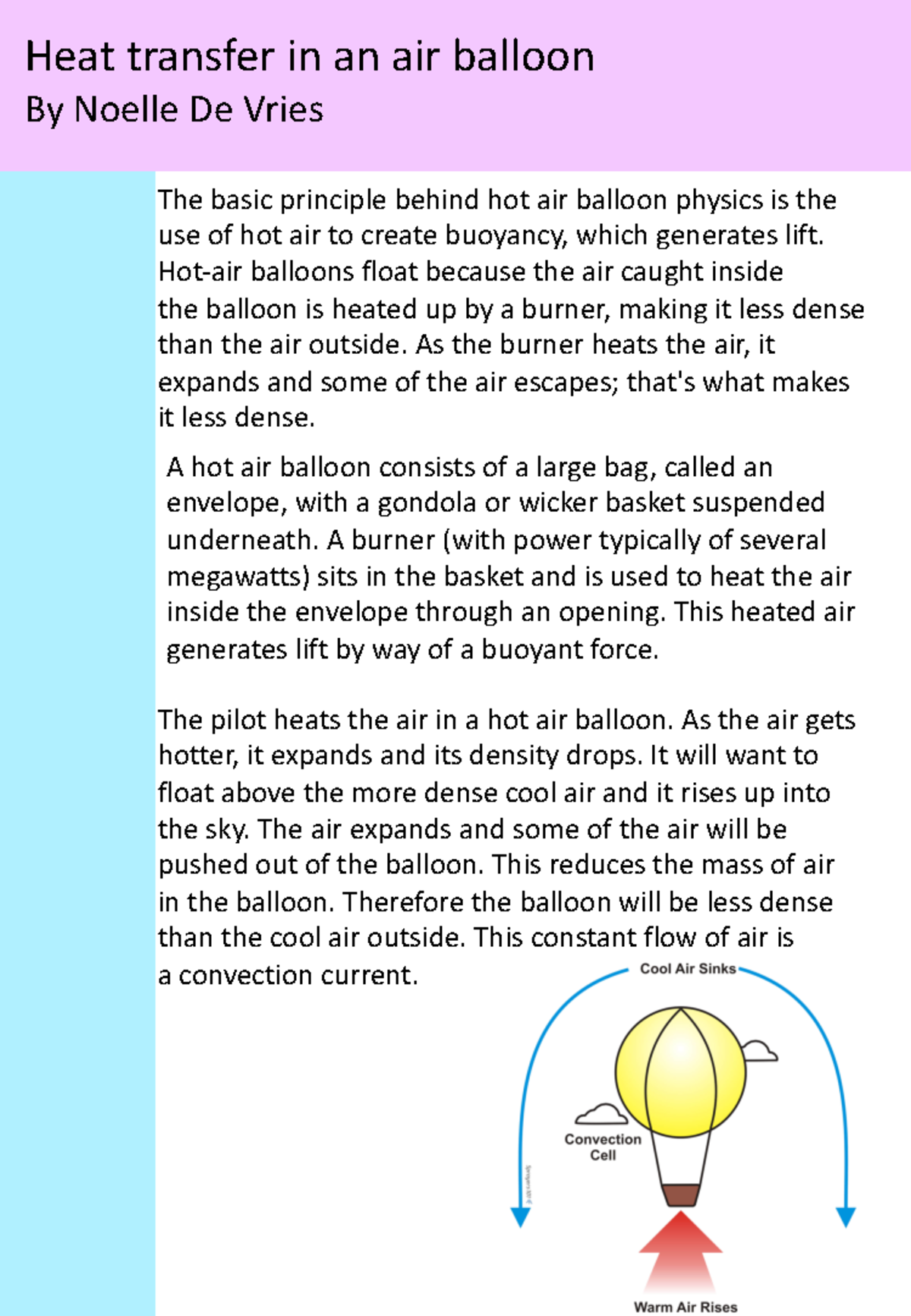 SCI - Heat Transfer Principles in Hot Air Balloons - Studeersnel