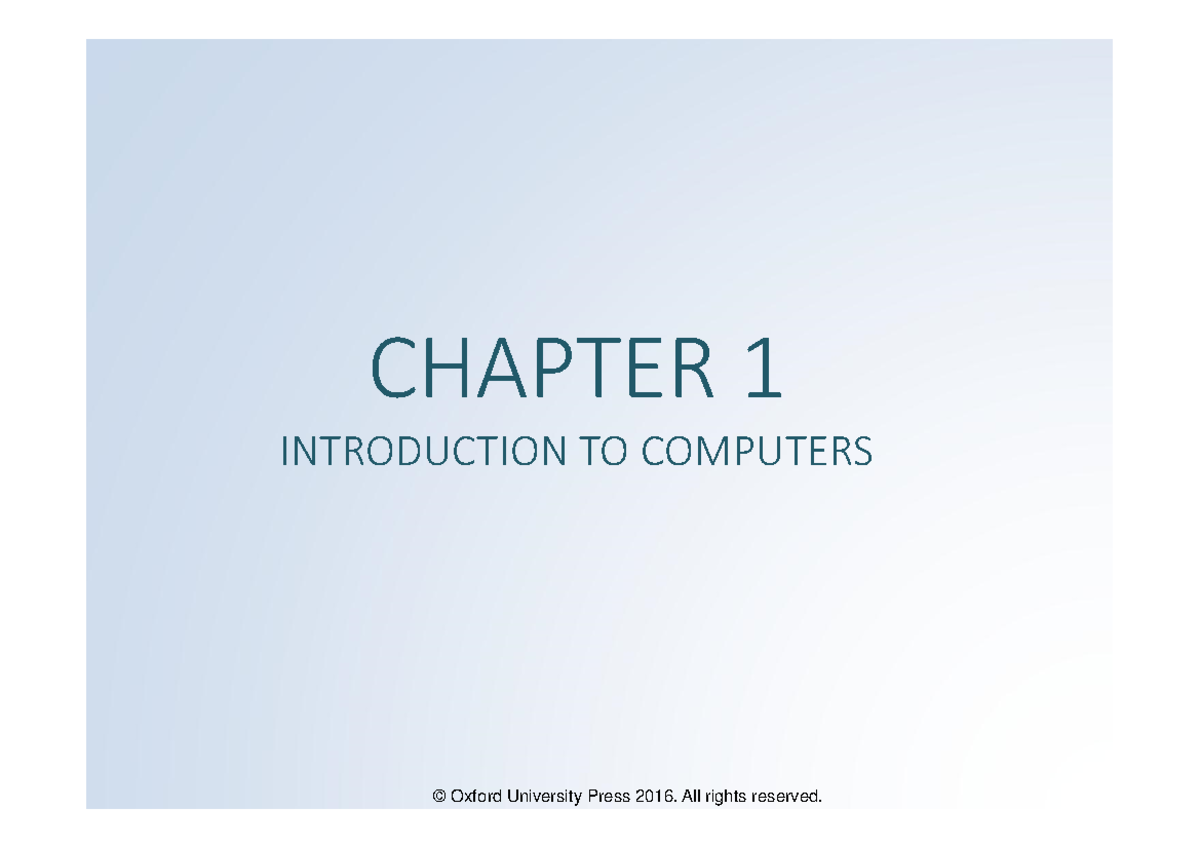 CSE101: Chapter 1 - Introduction to Computers and Their Generations - Studocu