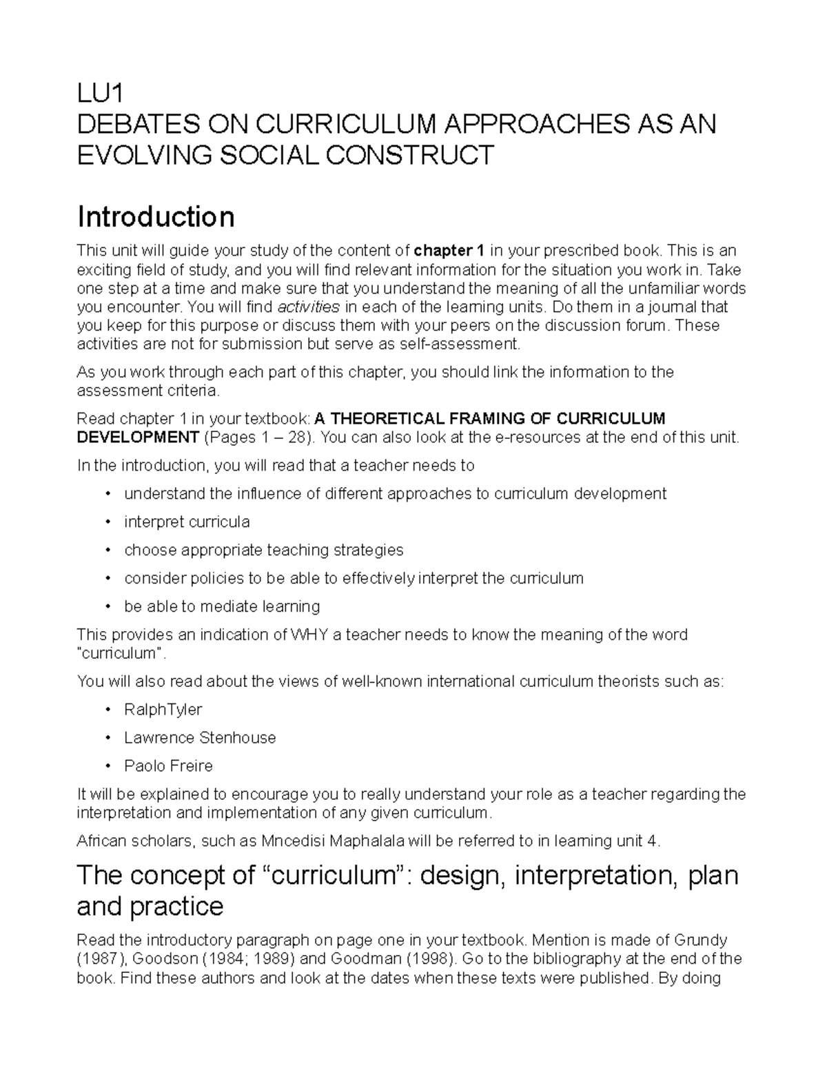 CUS3701 Curriculum Development: Study Notes & Self-Assessment Guide ...