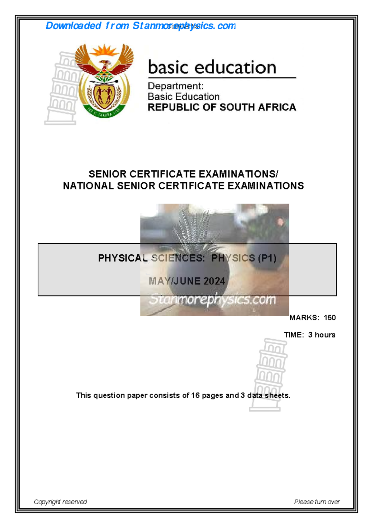 NSC Physical Sciences Grade 12 May/June 2024 P1 Exam Paper and Memo ...