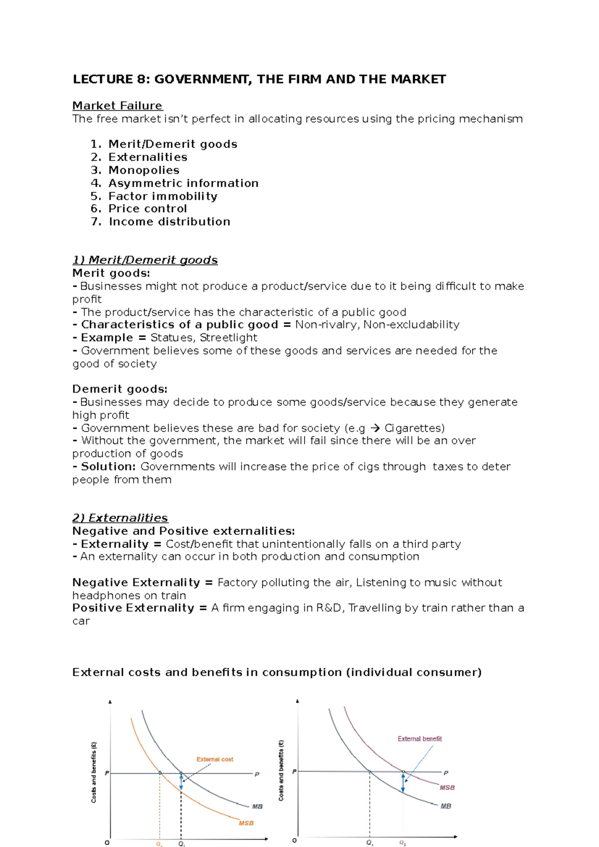 Week 8 Lecture Notes: Government, Market Failures, and Firms - Studocu