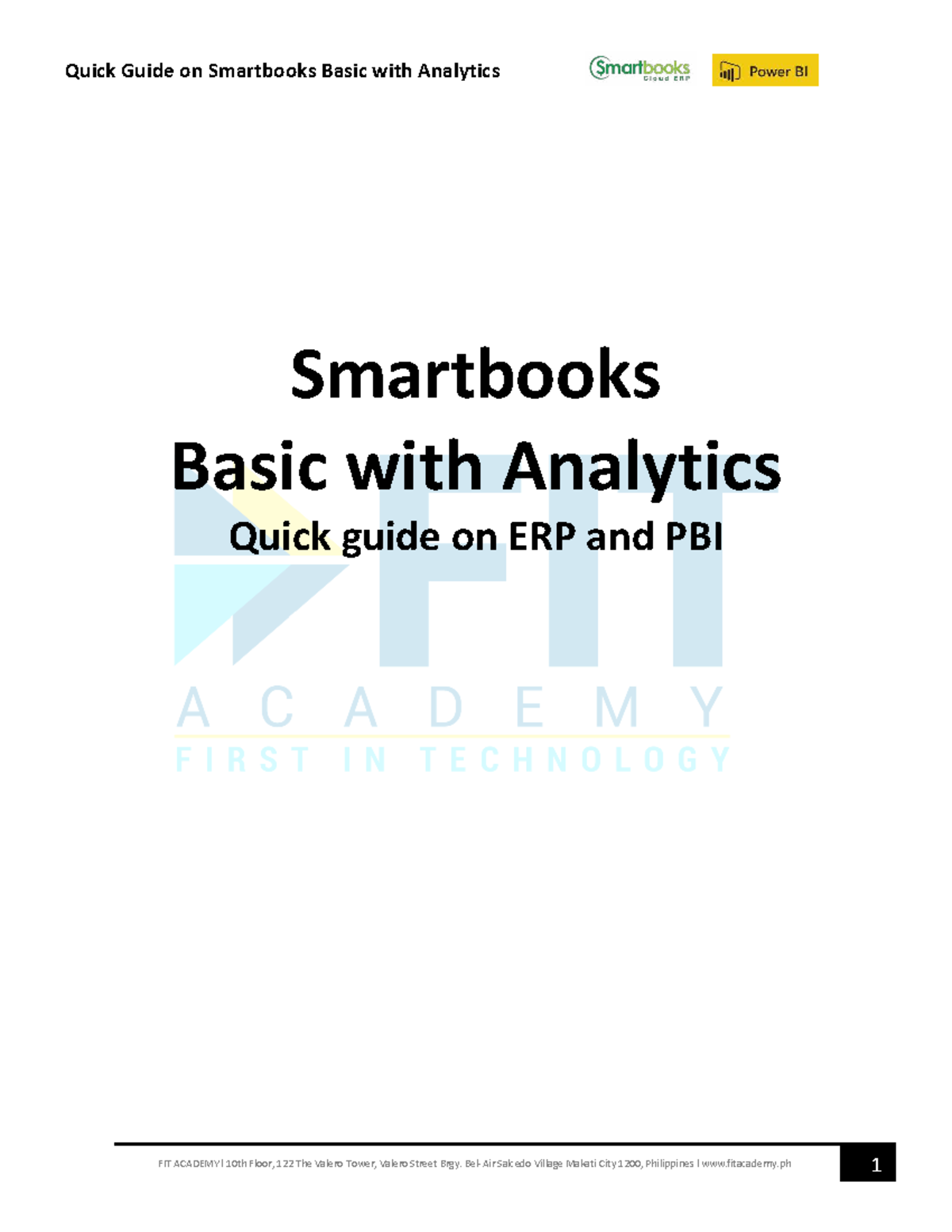 Quick Guide on Smartbooks Basic with Analytics (FIT ACADEMY) - Studocu