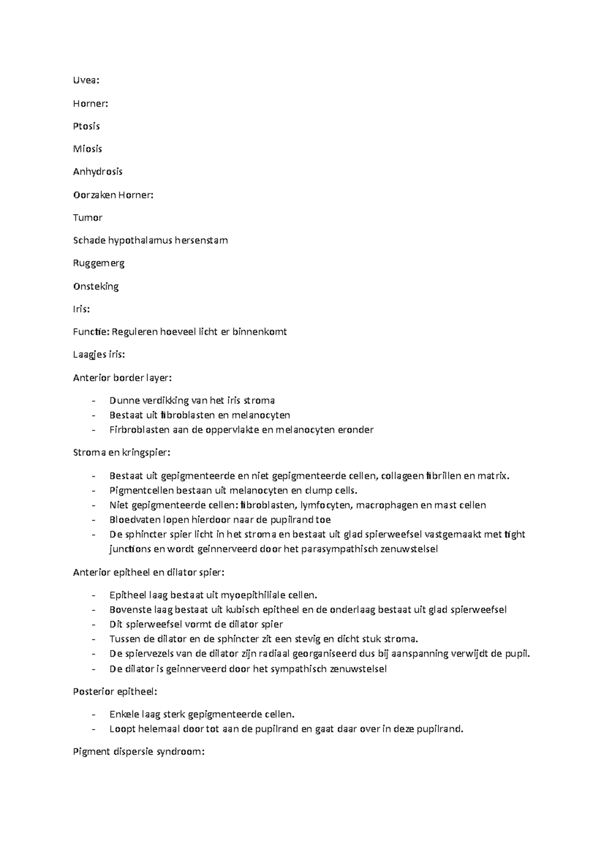 Uvea - Samenvatting van de Belangrijkste Leerdoelen en Anatomie ...