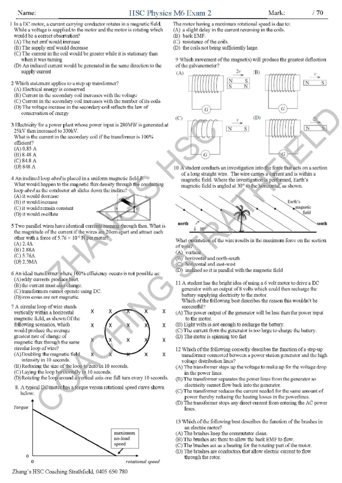 HSC Physics M6 Exam 2 Solutions - 2020 PM by Zhang - Studocu