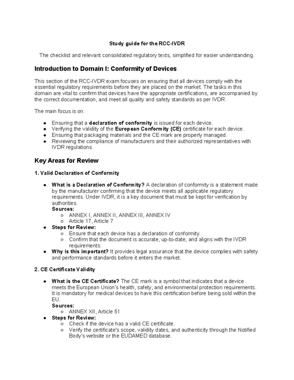 RCC-IVDR Study Guide: Key Concepts in Device Conformity and Compliance ...