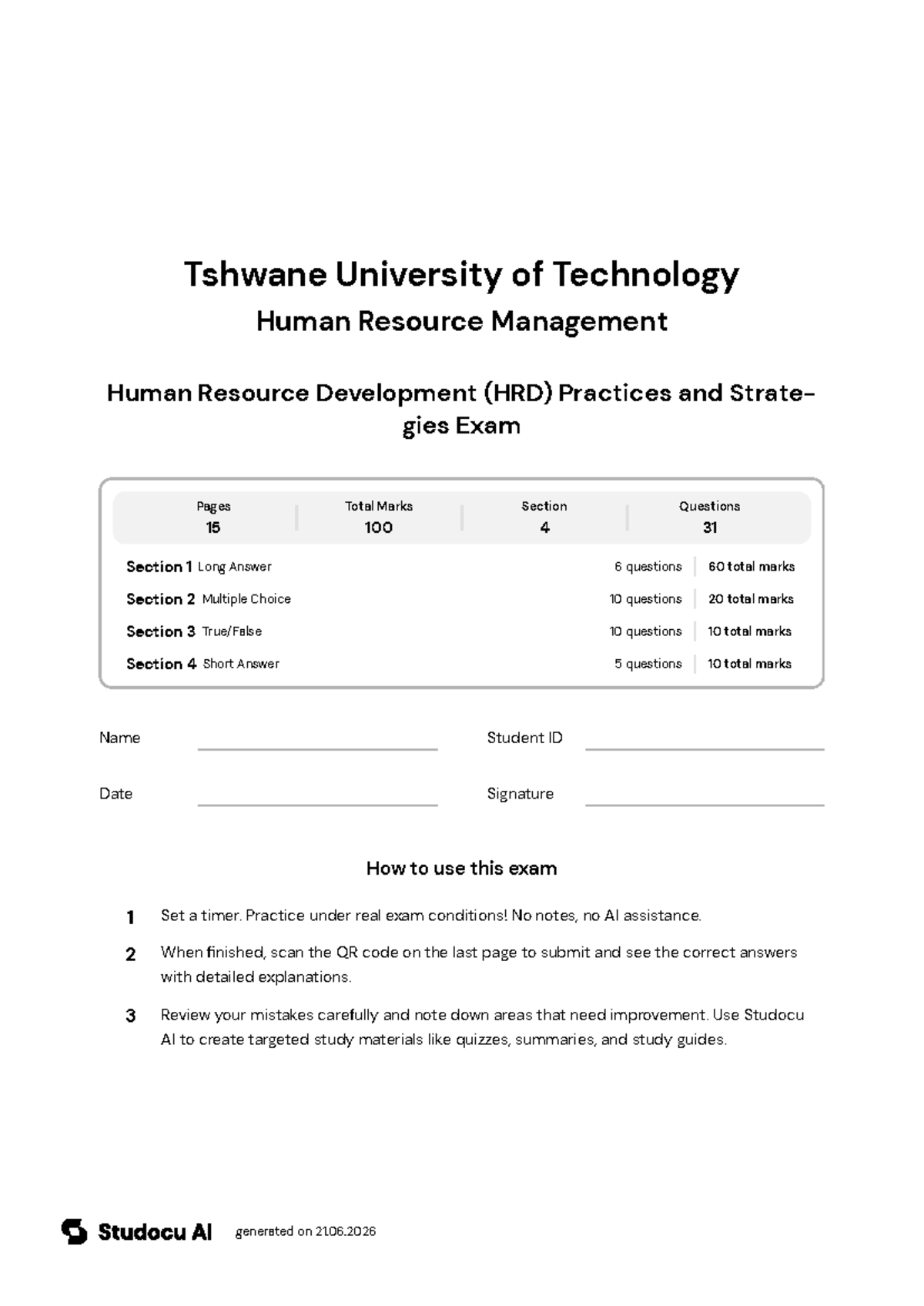 HRD Practices and Strategies Final Exam - Studocu