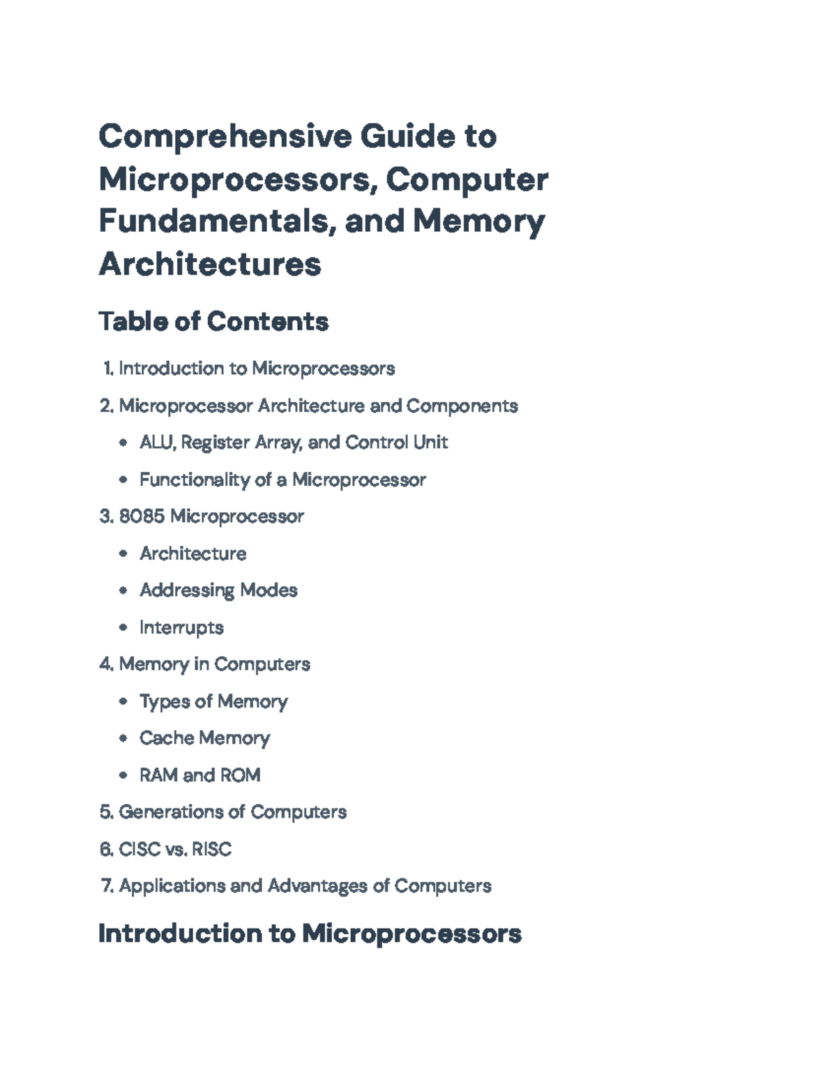 Comprehensive Guide to Microprocessors and Computer Architectures ...