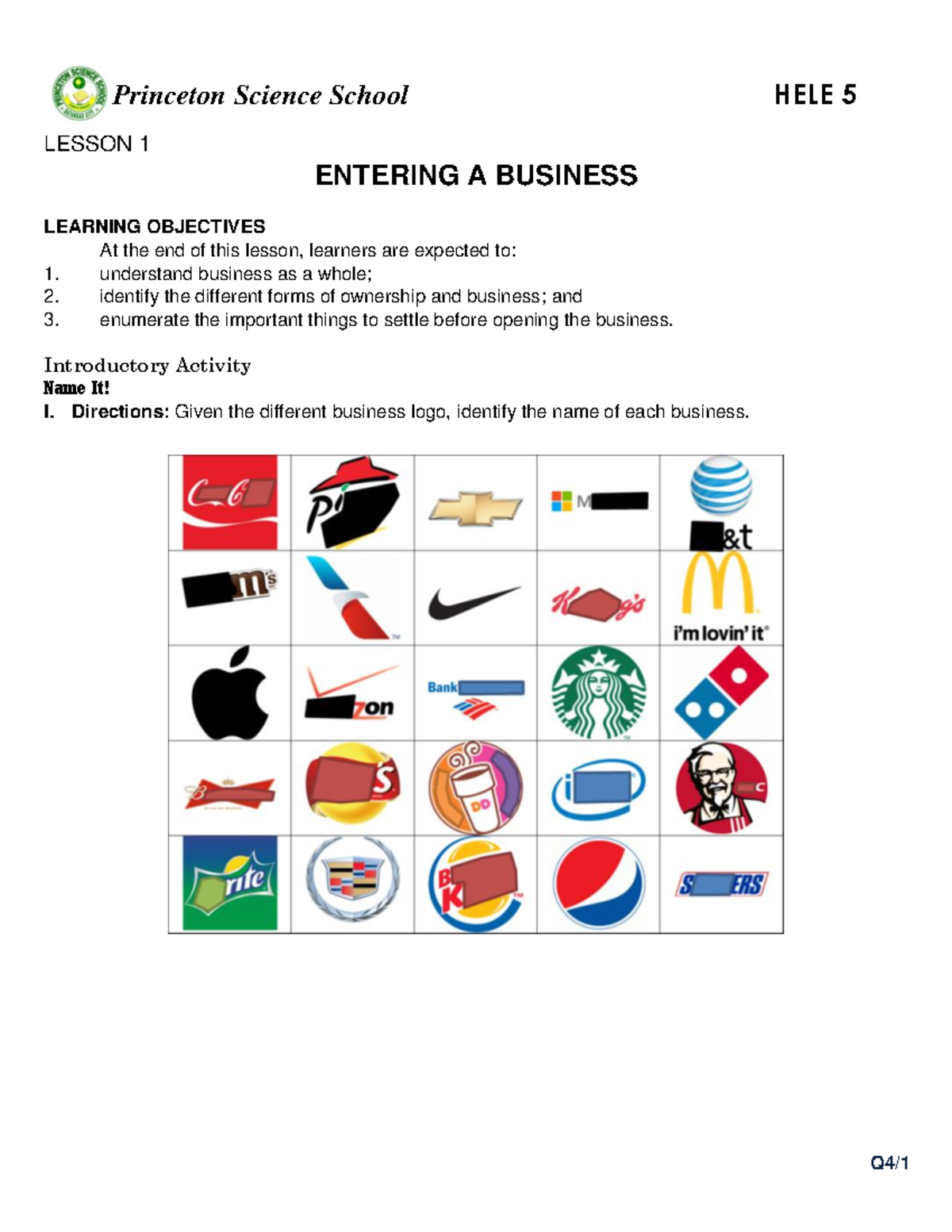 HELE 5 Lesson 1 - Business Fundamentals and Ownership Types Lecture ...