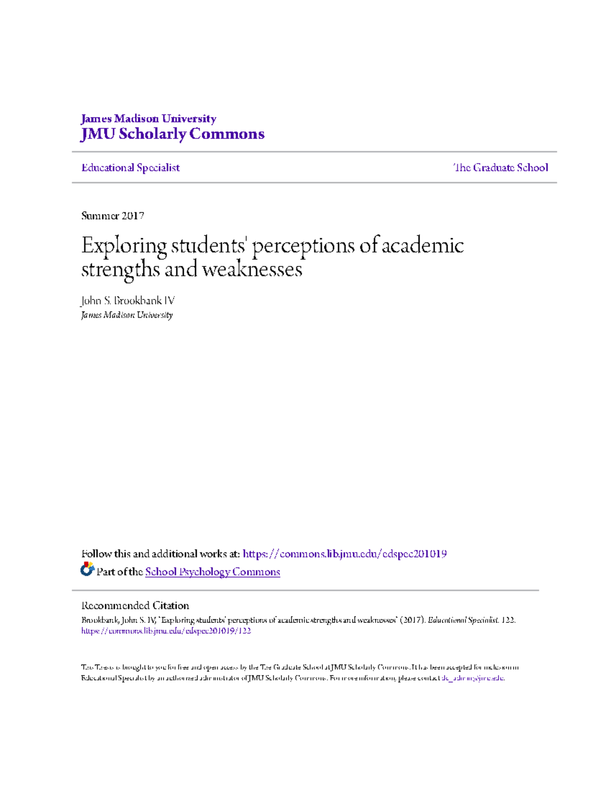 Exploring Academic Strengths & Weaknesses: Student Perspectives (EDUC ...