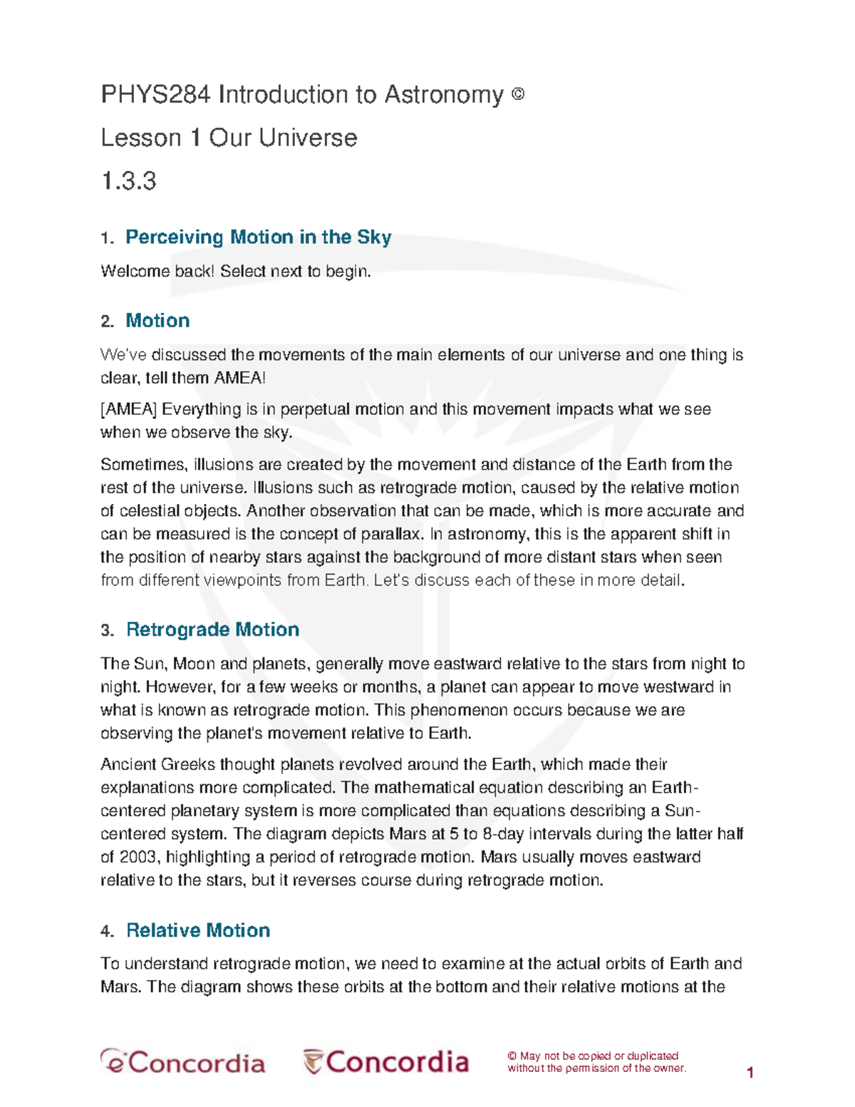 PHYS284 Introduction to Astronomy Lesson 1: Motion in the Sky - Studocu