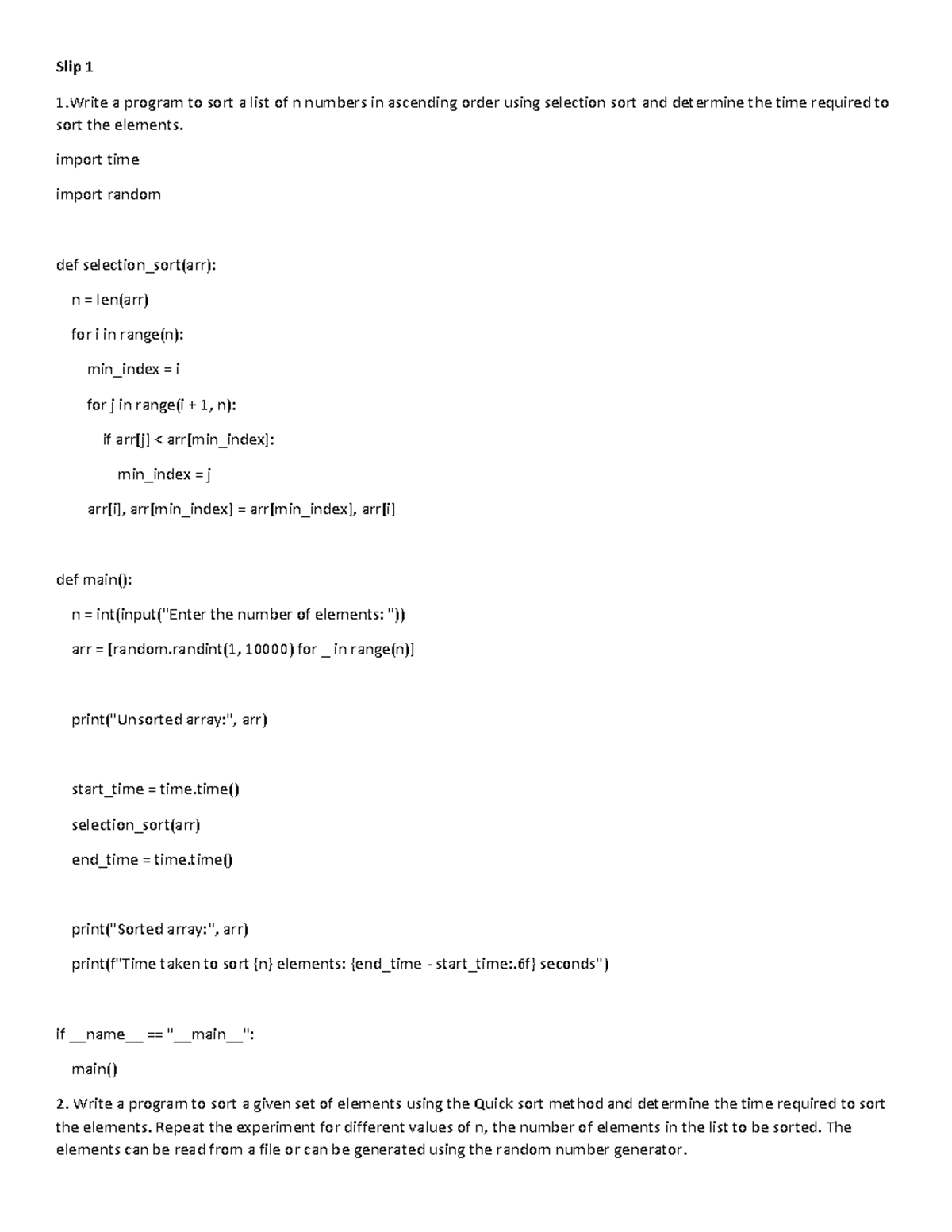 DAA Practical Slip Solutions: Sorting Algorithms & Graph Techniques ...
