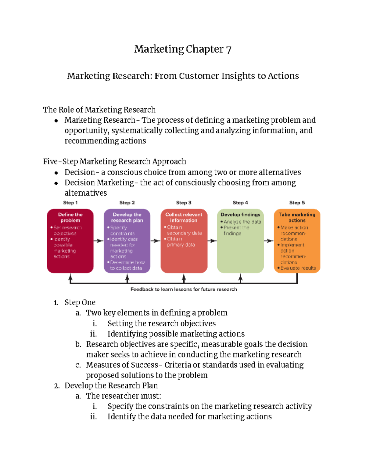Marketing Chapter 7: Insights on Marketing Research Process - Studocu