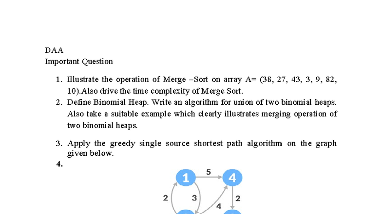 DAA Important Questions for Exam Preparation - Studocu