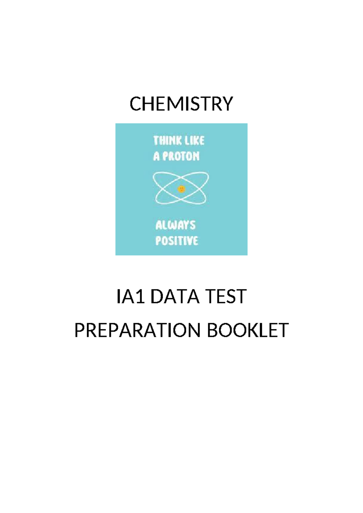 Revision Booklet 2025 - CHEM IA1 Data Test Prep & Analysis - Studocu