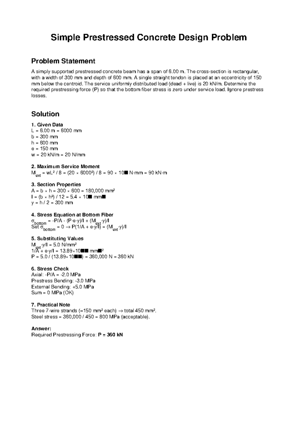 Prestressed Concrete Design Problem (Course Code: PC 101) - Studocu