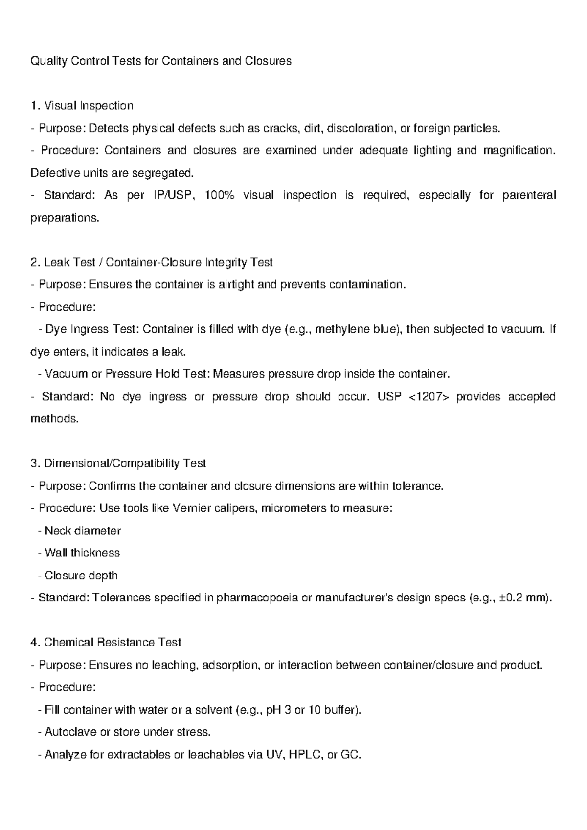 Quality Control Tests for Containers & Closures: Comprehensive Guide ...