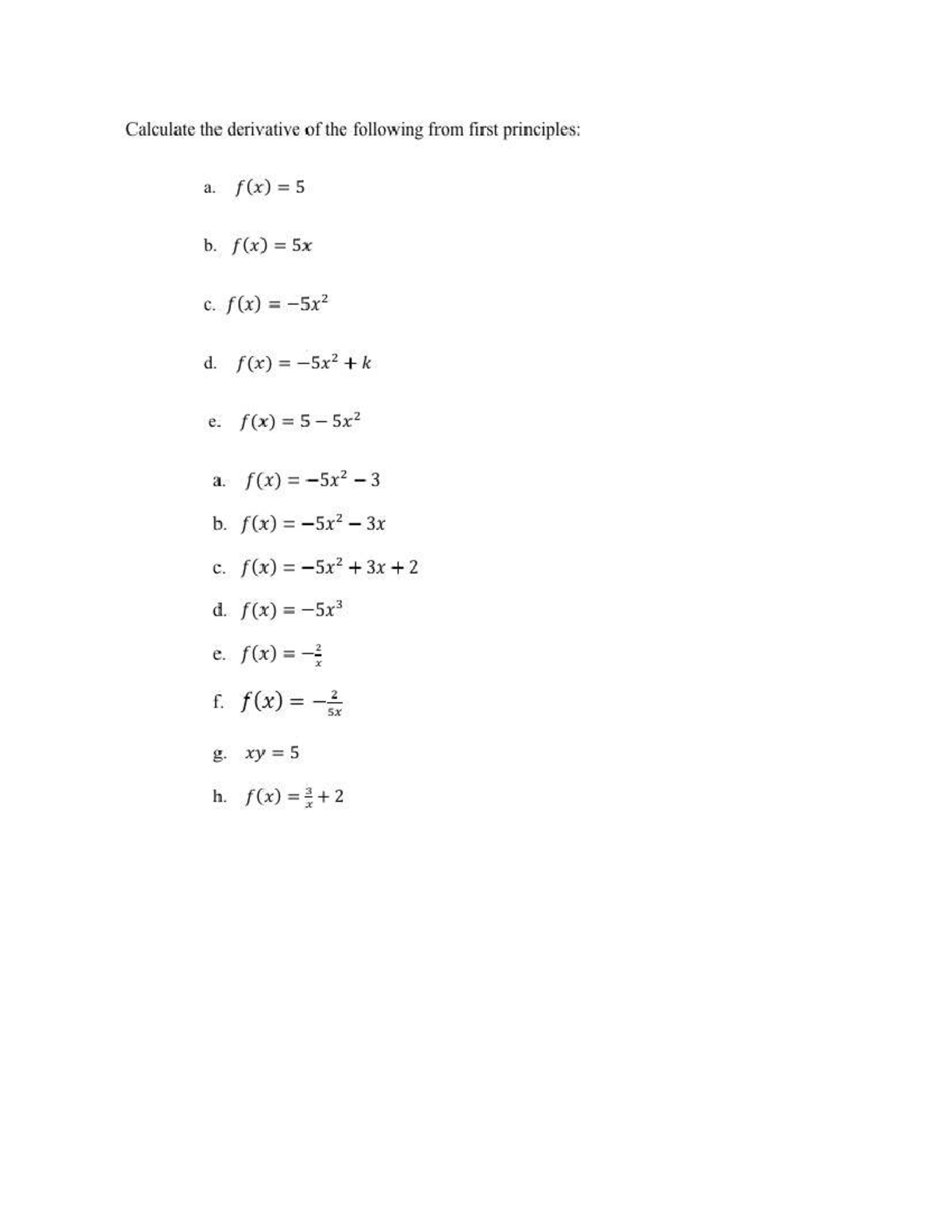 Calculus Problems: Derivatives from First Principles (MATH 101) - Studocu