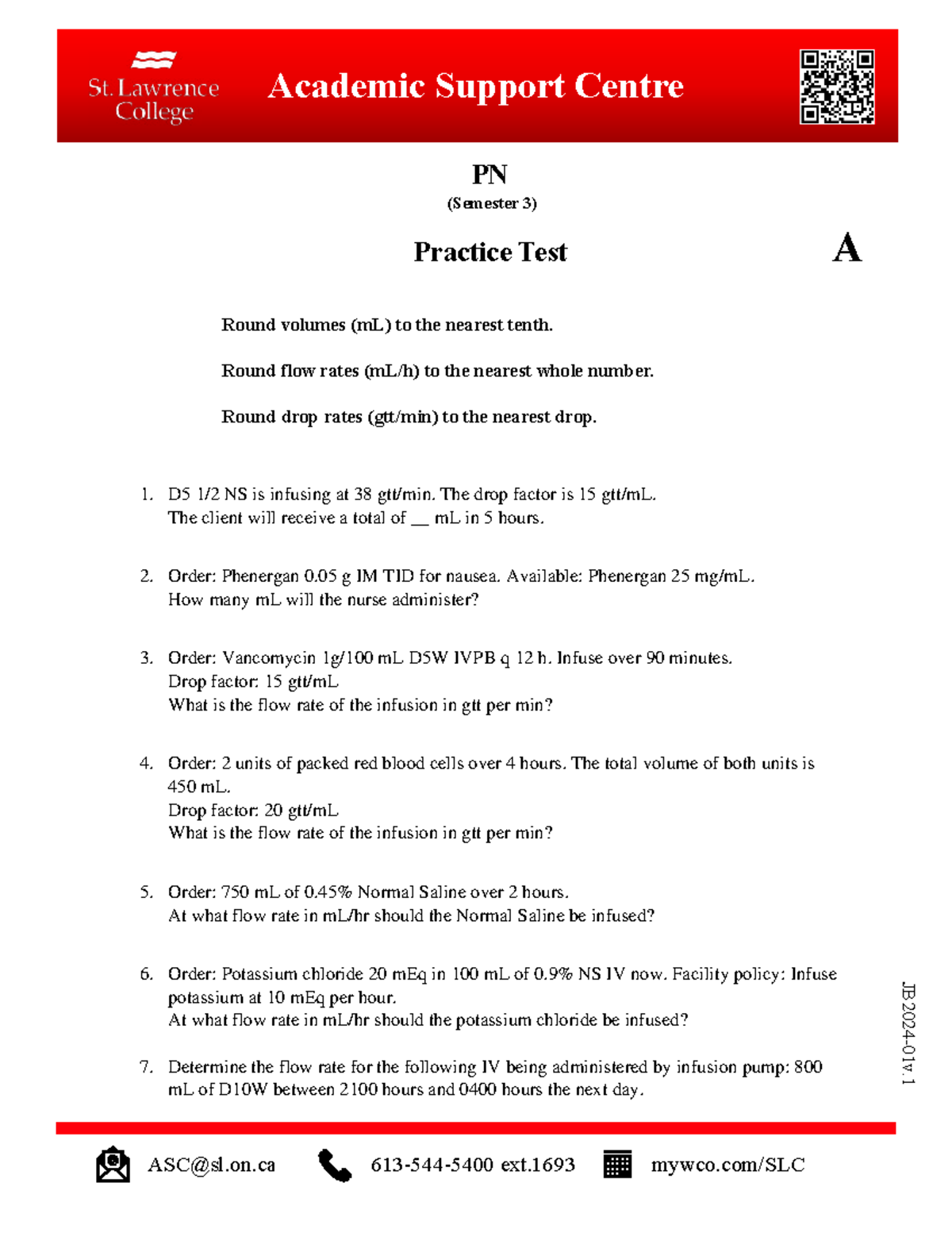 PN Semester 3 Practice Test: IV Calculations & Medications - Studocu