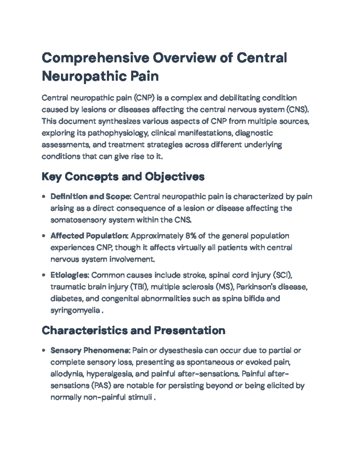 Central Neuropathic Pain: Overview, Mechanisms, and Treatments ...