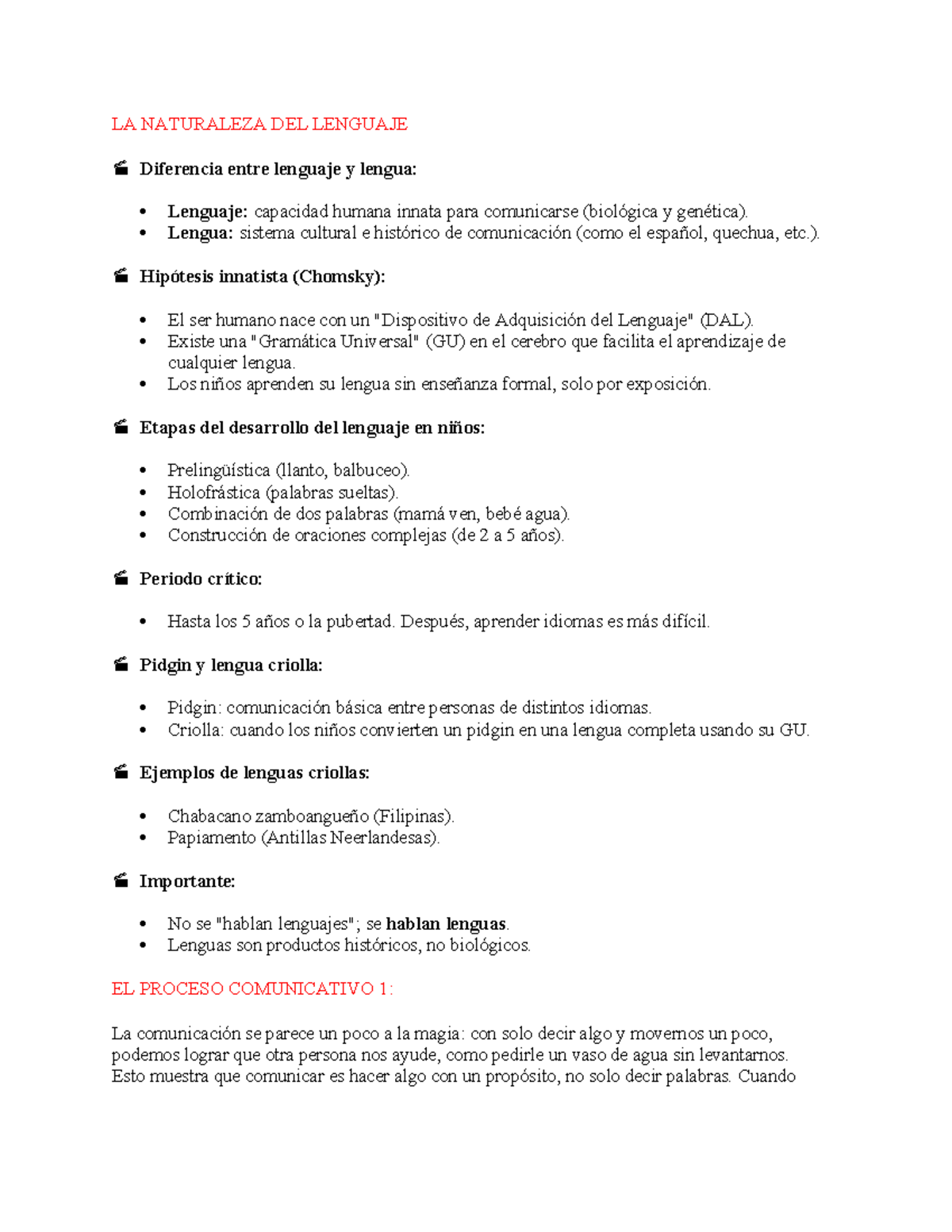 Resumen Libro DE Lenguaje Y Comunicacion 1 - LA NATURALEZA DEL LENGUAJE Diferencia entre ...
