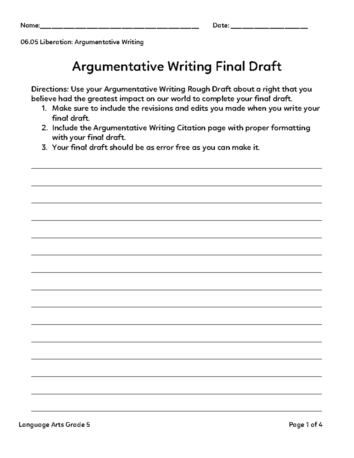 Ela G5 06.05 Argumentative Writing Final Draft Submission - Studocu