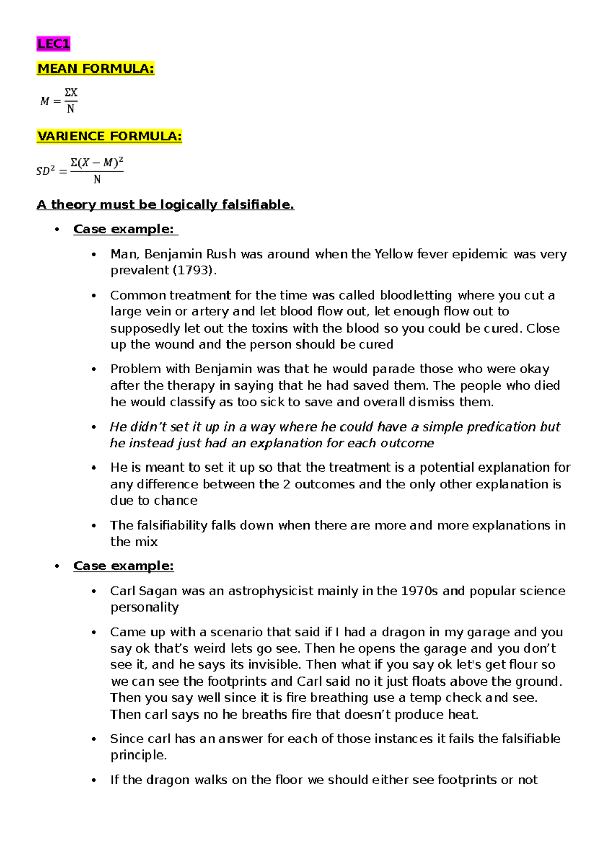 PSYC1040 Mid-Sem Exam Notes: Understanding Falsifiability and ...
