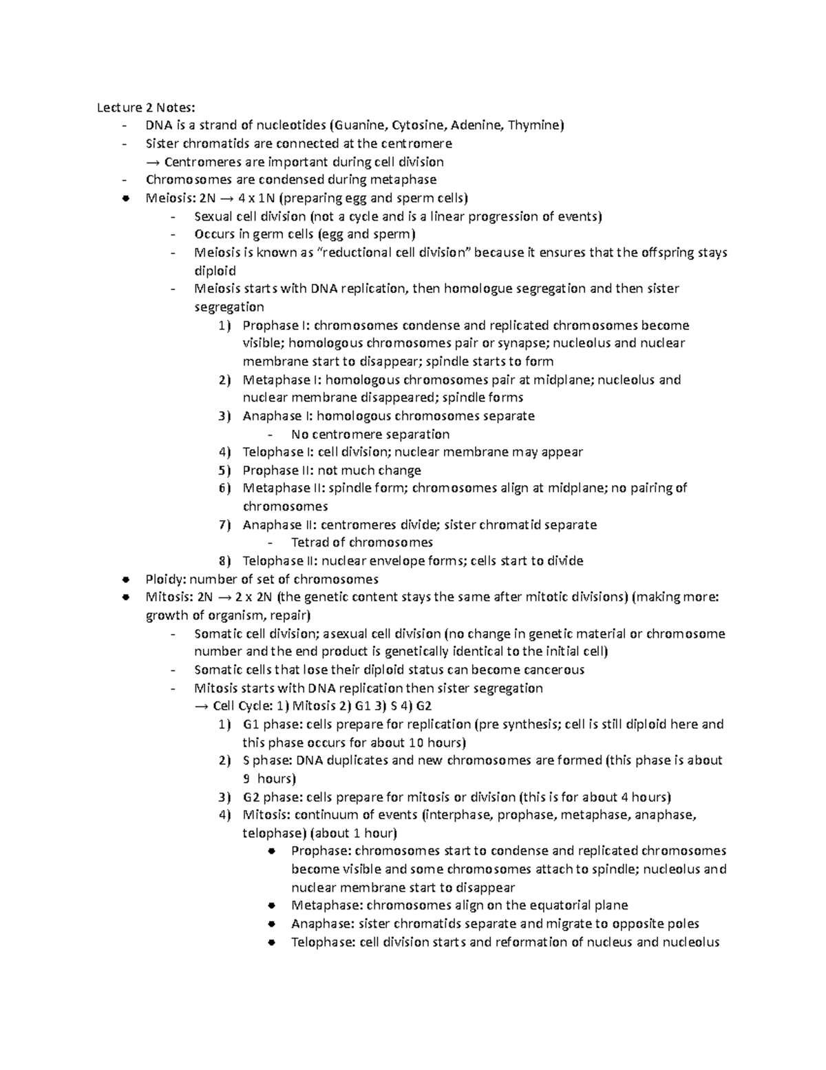 Intro. to Genetics Lecture Notes: Key Concepts & Processes - Studocu