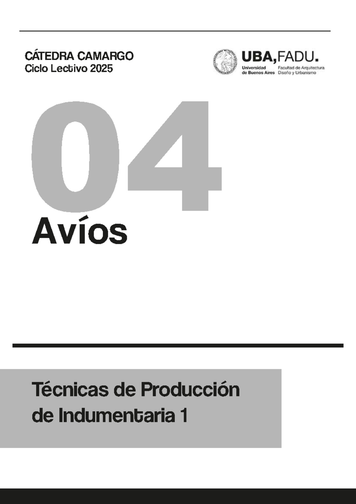 Técnicas de Producción de Indumentaria I - Avíos 2025 - Studocu