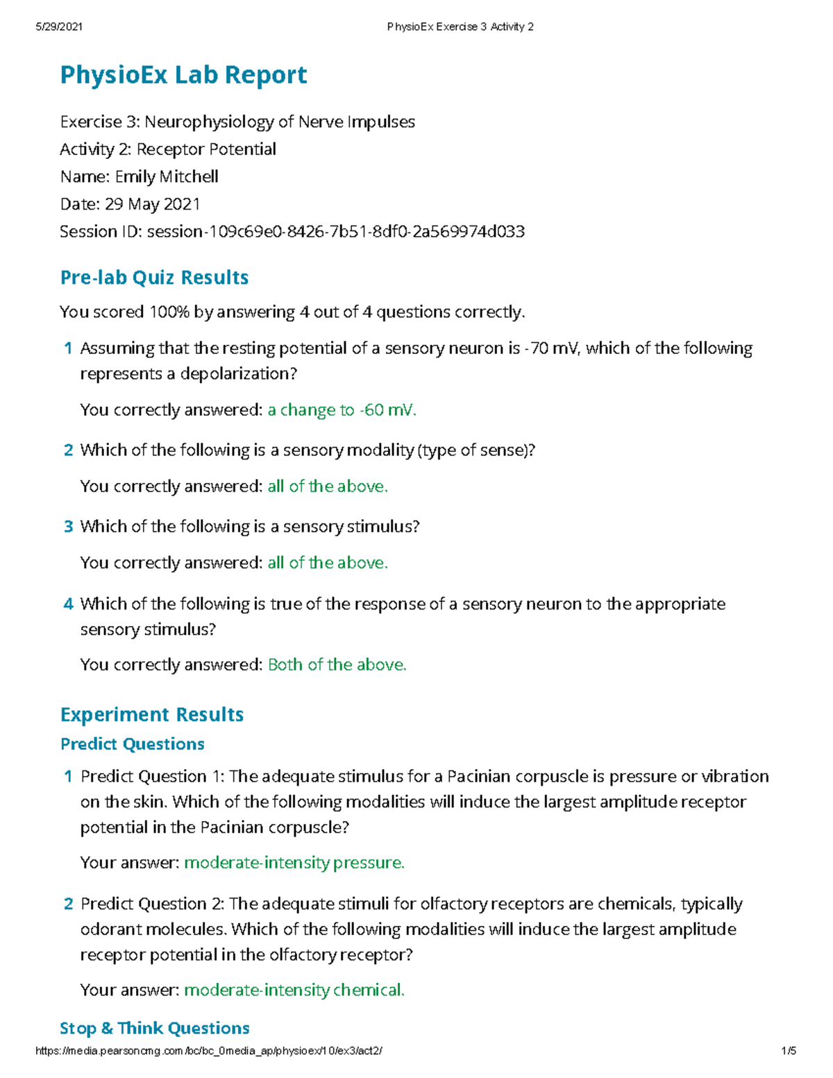 Physio Ex Exercise 3 Activity 2 - PhysioEx Lab Report Exercise 3 ...