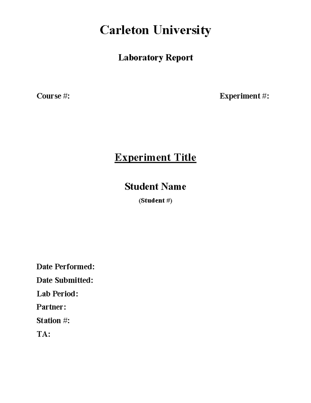 Carleton University Lab Report: Simple Pen Experiment Analysis - Studocu