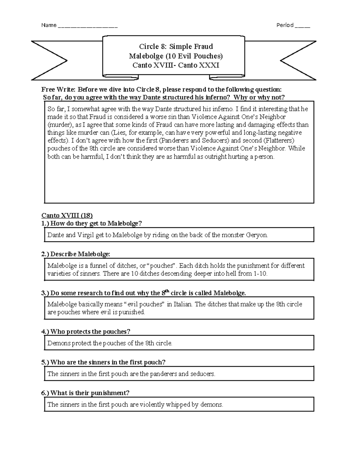Dante's Inferno Circle 8 Study Guide (Canto XVIII-XXXI) - Studocu