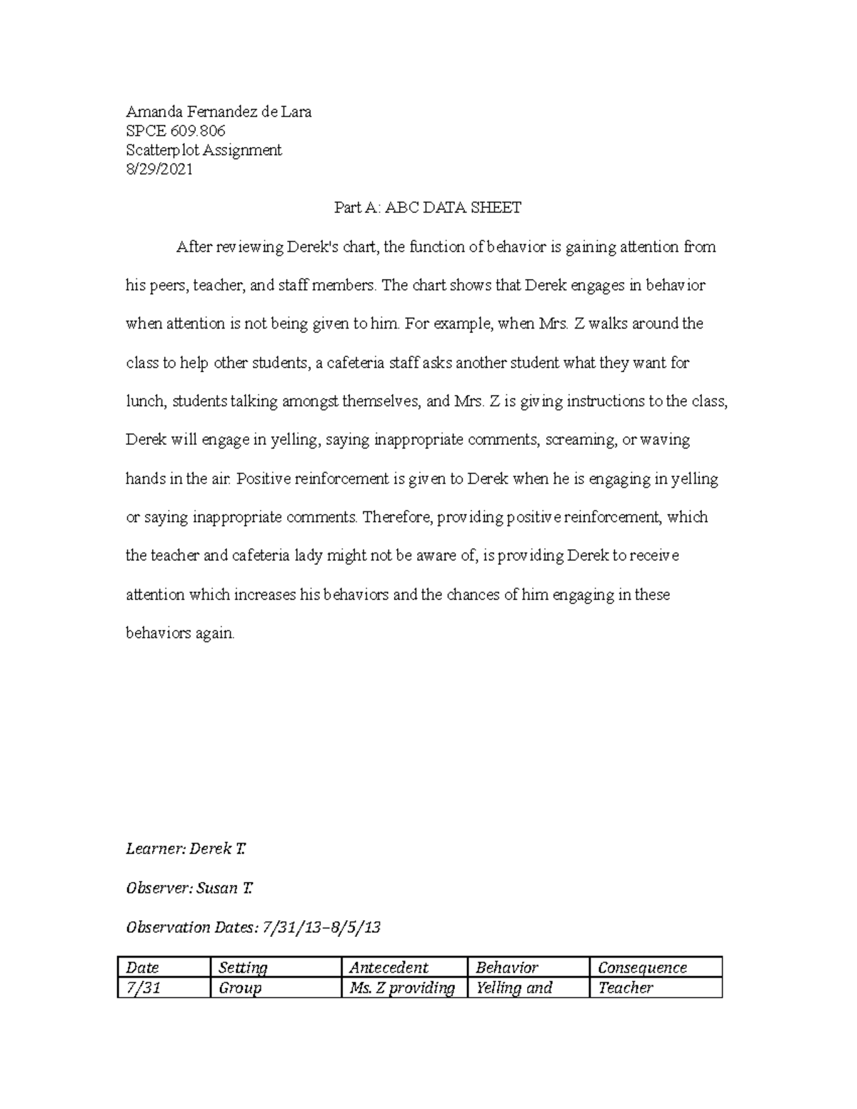 SPCE 609: Scatterplot Assignment Analysis on Behavioral Observation ...