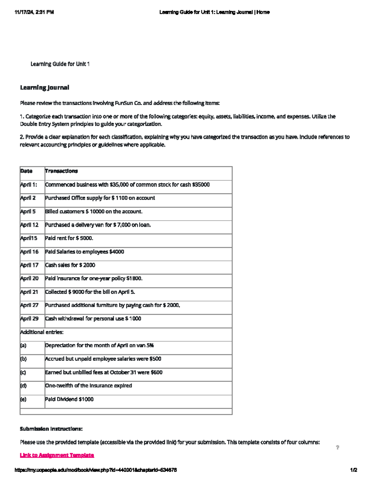 Uop learing journal unit 01 - 2:31 PM Learning Guide for Unit 1 ...