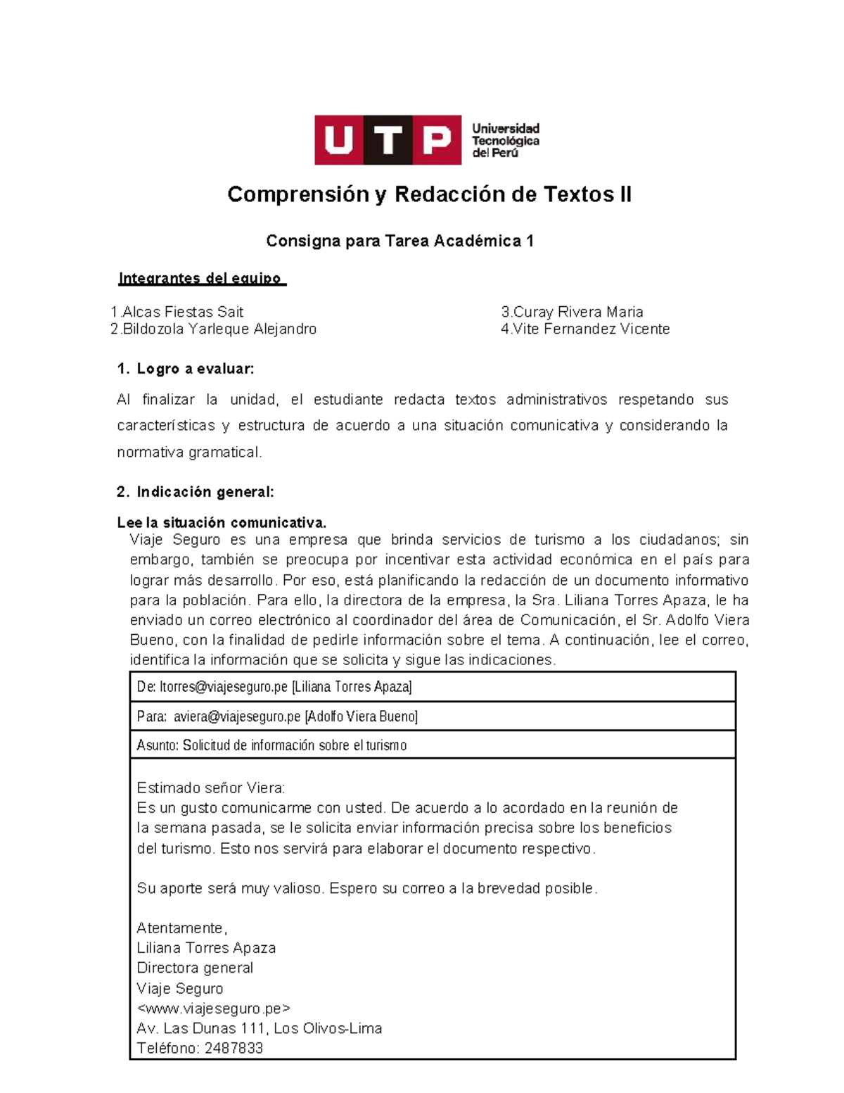 Consigna para Tarea Académica 1 - Comprensión y Redacción de Textos II ...