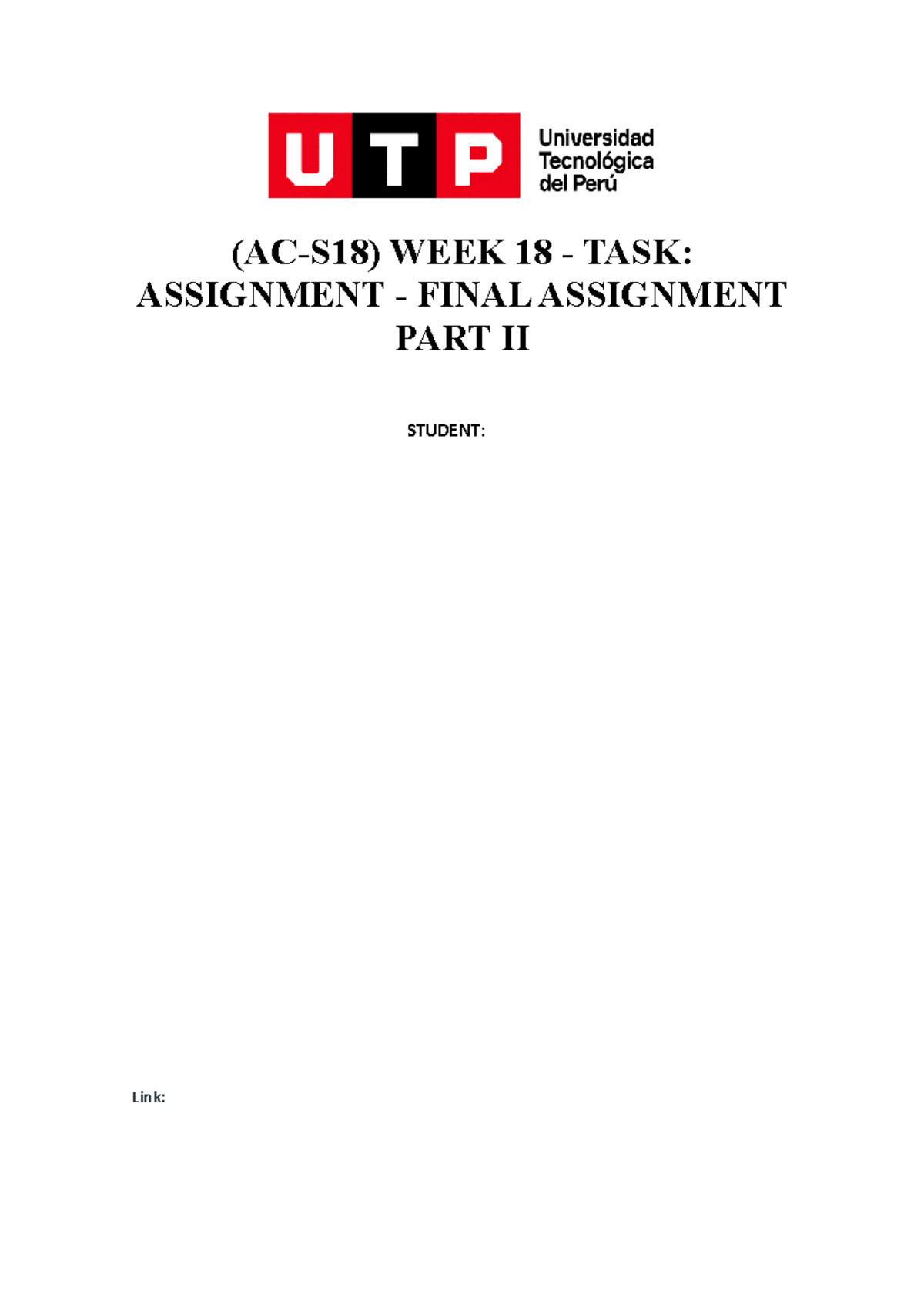 (AC-S18) WEEK 18 - TASK Assignment - Final Assignment PART II - (AC-S18) WEEK 18 - TASK ...