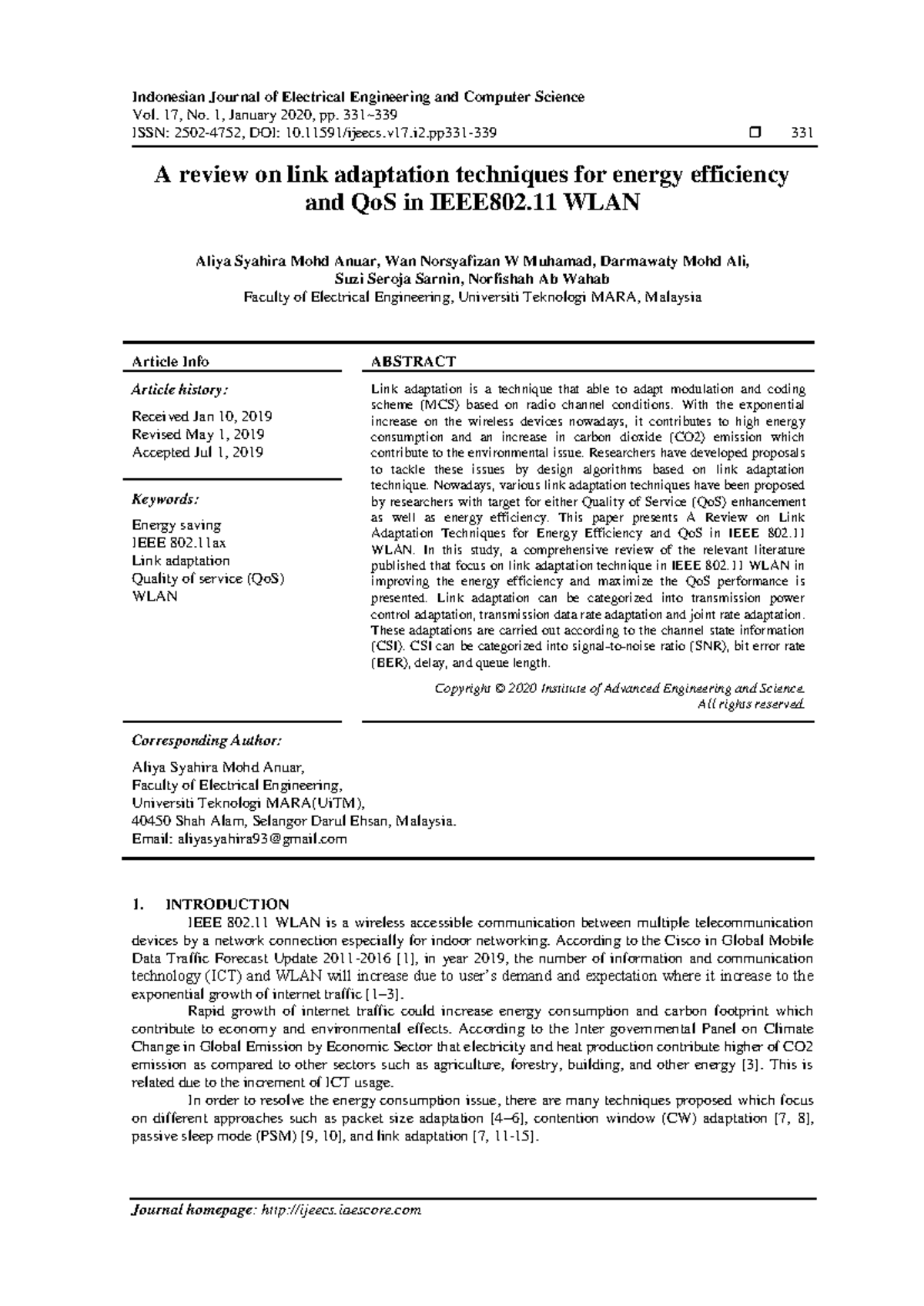 A Review on Link Adaptation Techniques for Energy Efficiency and QoS in ...