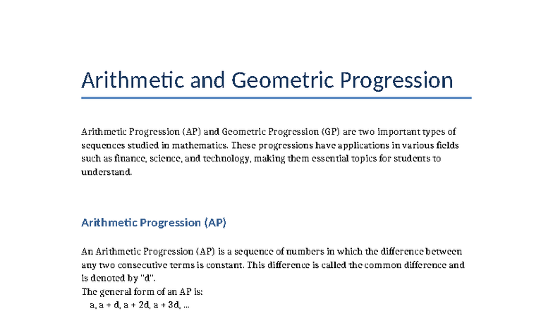 811600350 AP & GP Concepts for ICSE Class 10 Students - Studocu